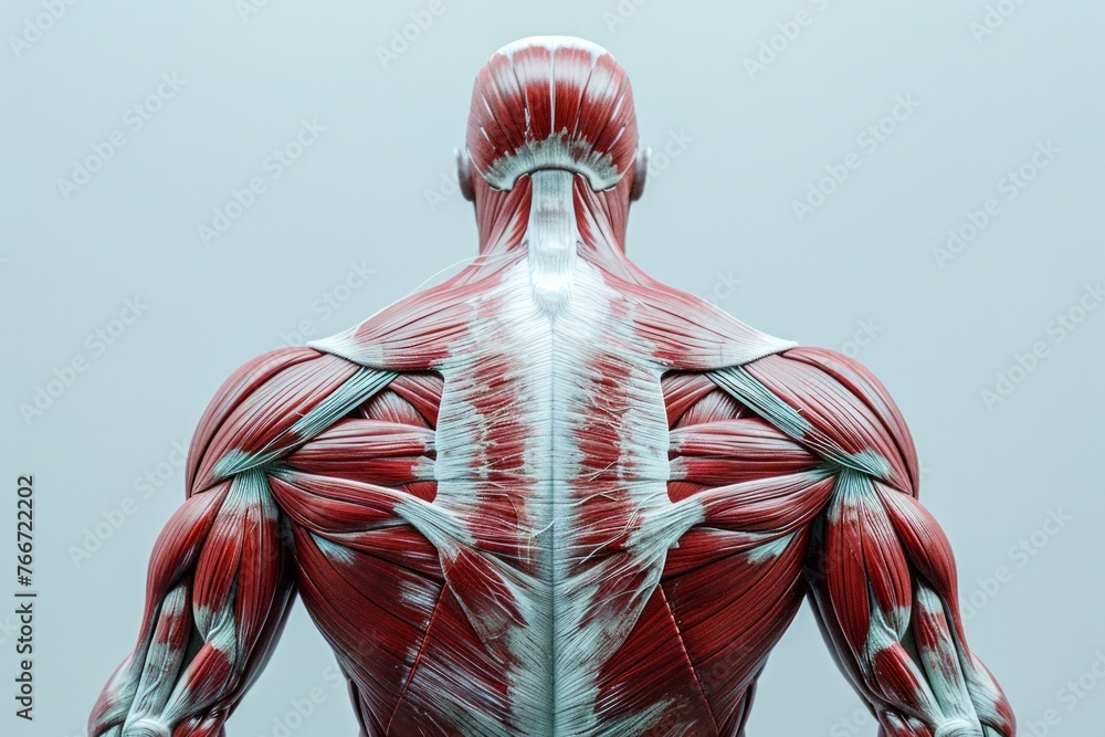 Human Muscular Anatomy Model Displaying Upper Body and Back Muscles in ...