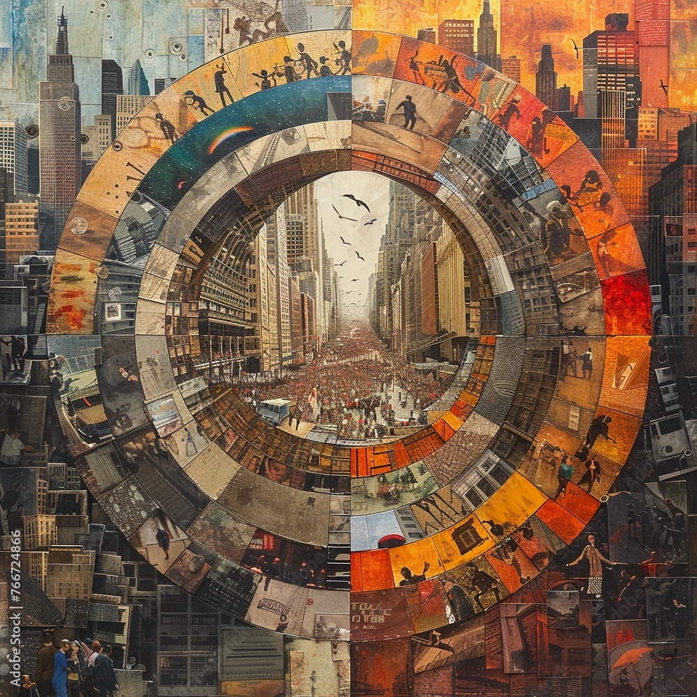 Develop a striking visual narrative portraying the cyclical nature of ...