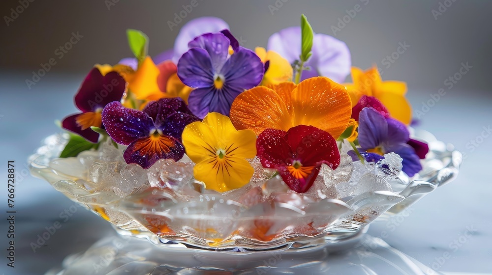 ภาพประกอบสต็อก Edible Flower Creations Detailed photographs of edible ...