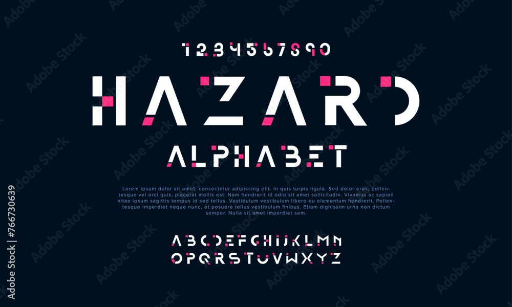Hazard premium luxury elegant alphabet letters and numbers. Vintage ...
