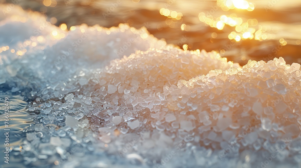 Sea salt farm. Pile of white salt. Raw material of salt industrial ...