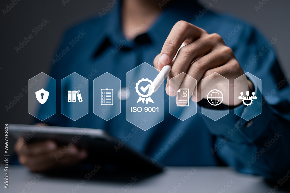 ISO 9001 Standard certification standardisation quality control concept ...