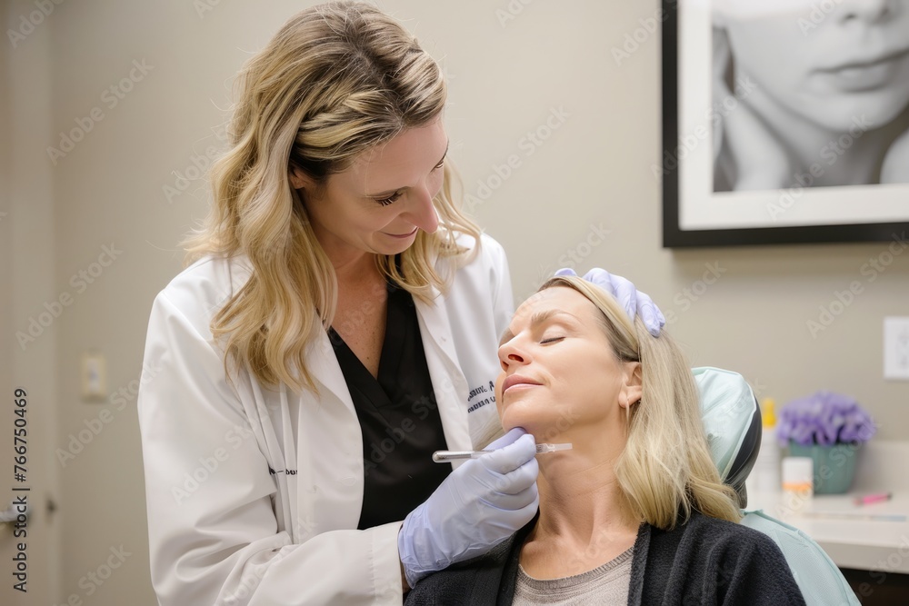 dermatologist examining a patient's skin condition and providing ...