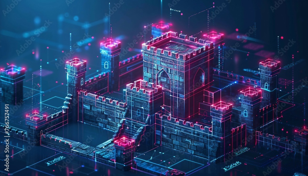 Multi-factor Authentication Fortress, computer security with an image ...