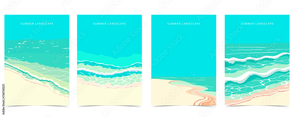 beach background with sea,sand,sky.illustration vector for a4 page ...