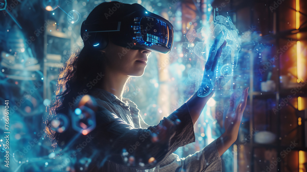 The fusion of VR and AR technologies in a immersive visual scene, highlighting the potential of ...