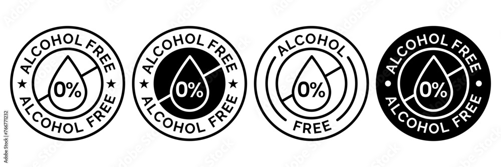 Alcohol free icons. No alcohol logo. Zero percent alcohol symbol ...