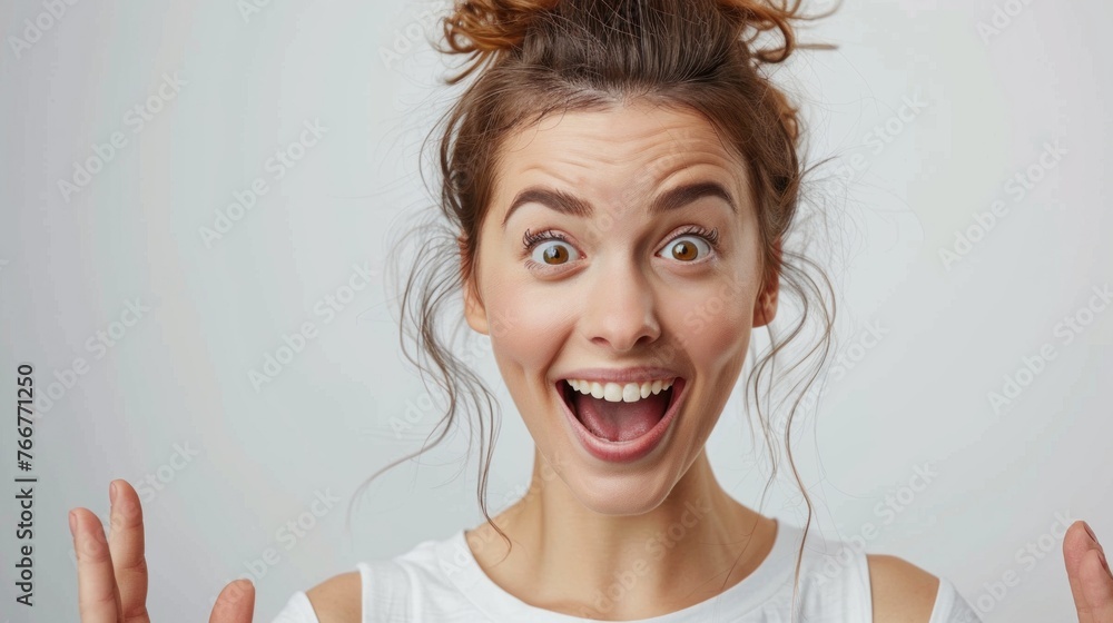 Young attractive beautiful female entrepreneur fund borrower crazy ...