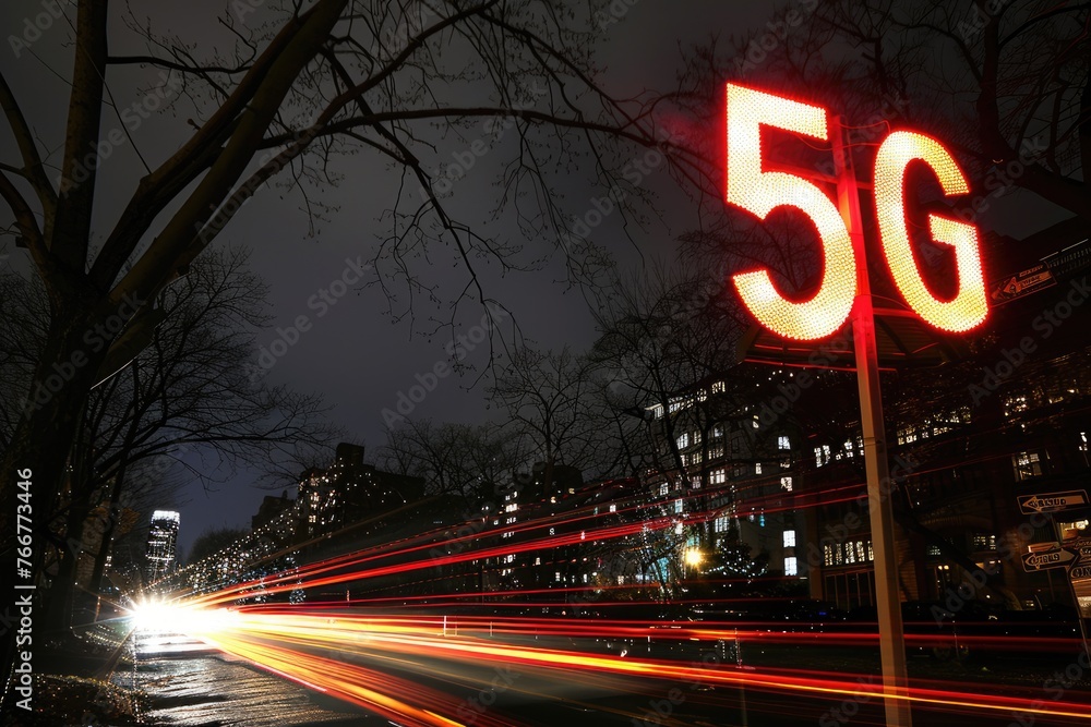 Text 5G, fifth generation of cellular technology, faster data speeds ...