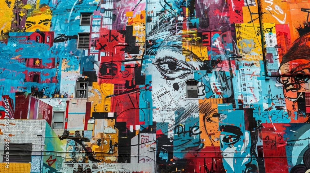A colorful mosaic of street art and graffiti adorns the sides of ...