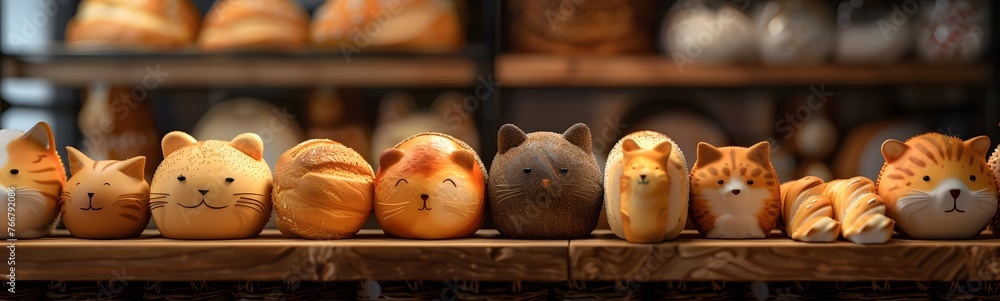 At the bakery, a delightful display features artisan breads shaped like ...