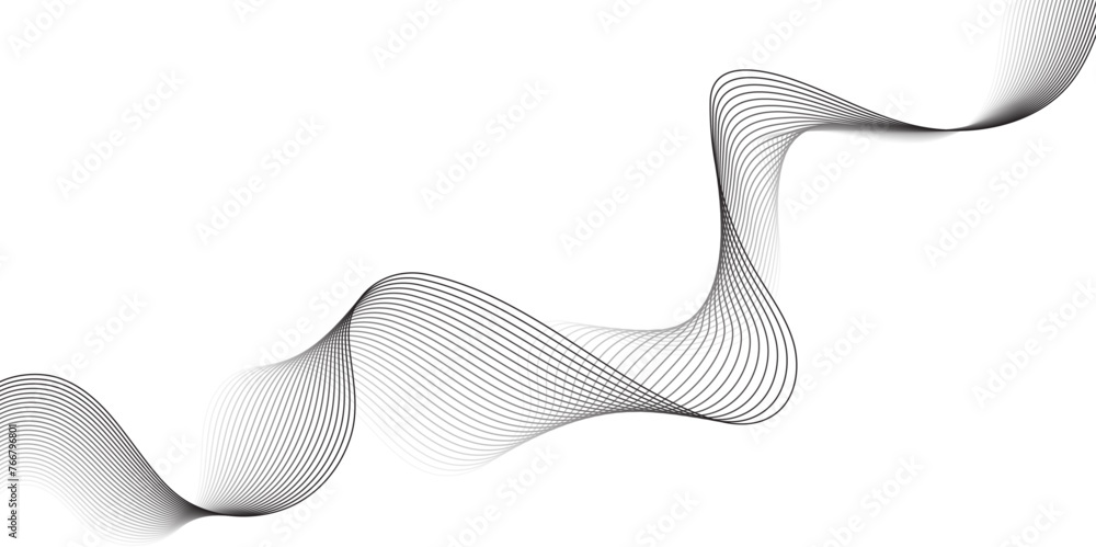White wave curve lines banner background design. Abstract soft wave lines dynamic flowing gray ...