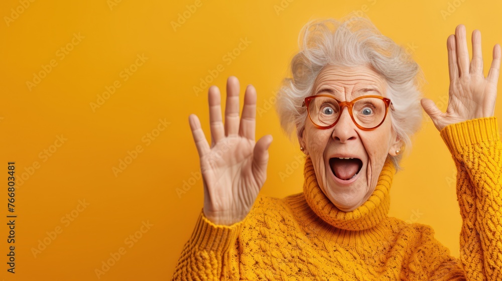 Grandma's excited and shocked expression She looked into the camera and ...