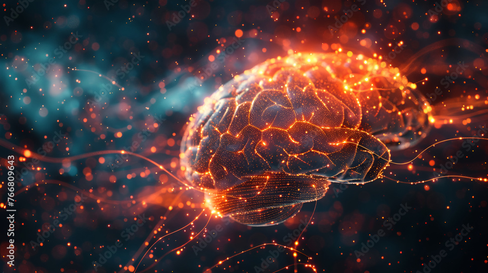 Concept art of a human brain exploding with knowle Human brain damage ...