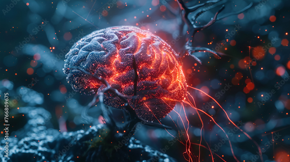 Concept art of a human brain exploding with knowle Human brain damage ...