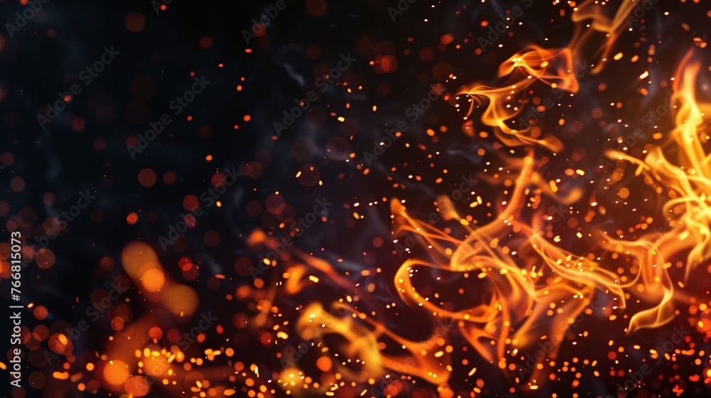 fire background with burning sparks and dark background for a night ...