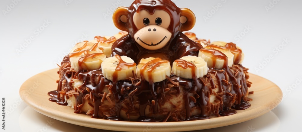 A delicious dessert recipe featuring a cake topped with a cute monkey ...