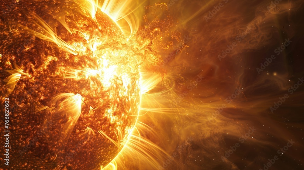 sun solar flare particles coronal mass ejections burning of sun surface ...