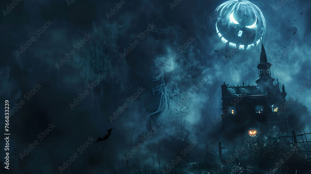 Spooky fog overlays Halloween overlay realistic Panoramic view of the ...