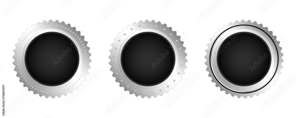 Set of silver seals, label, badge, certificate. Vector illustration ...