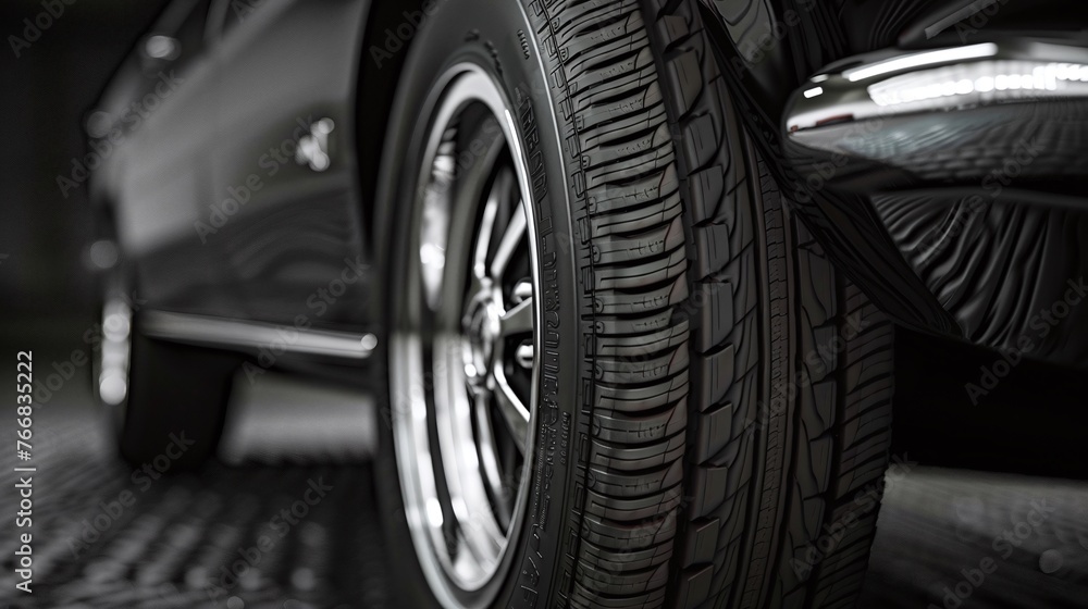 car tires on black background with vehicle rubber texture and tire ...