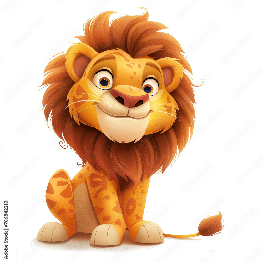 Cute Funny Cartoon Lion, Illustration for Children Book, Generative AI ...