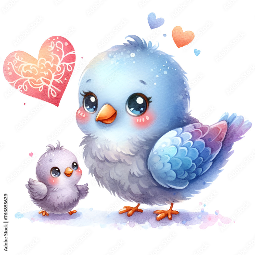 ภาพประกอบสต็อก Watercolor Cute Mother And Baby Safari Animals Clipart ...
