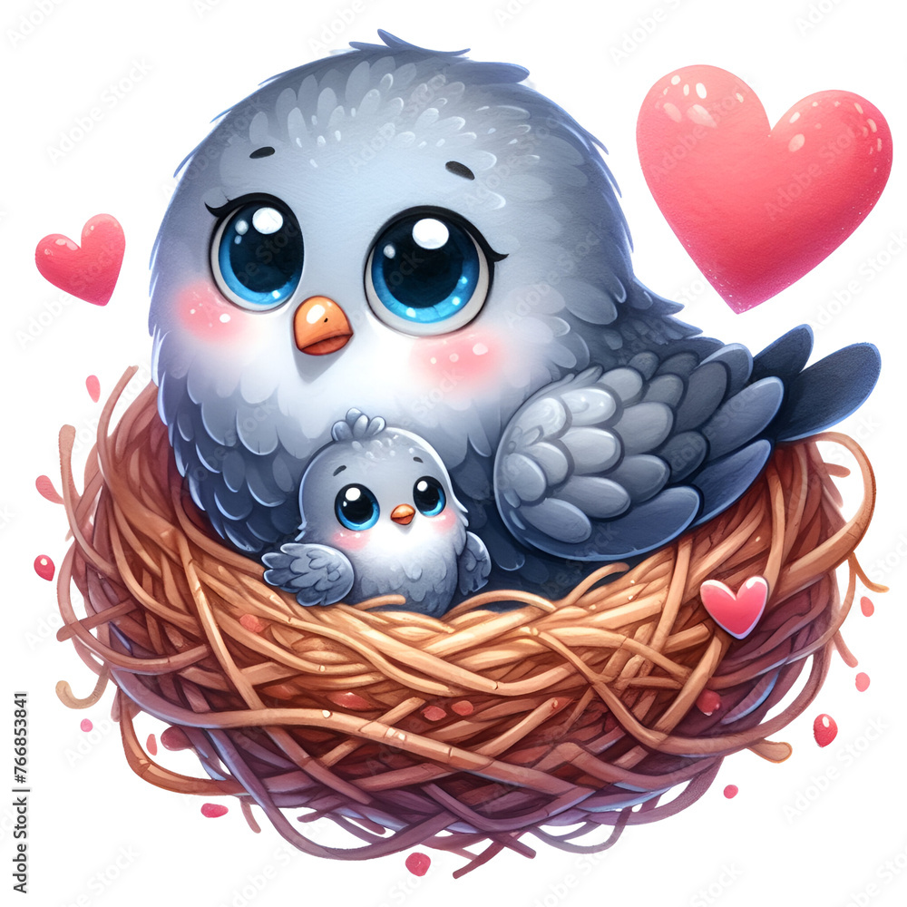 Watercolor Cute Mother And Baby Safari Animals Clipart Mom and Baby PNG ...