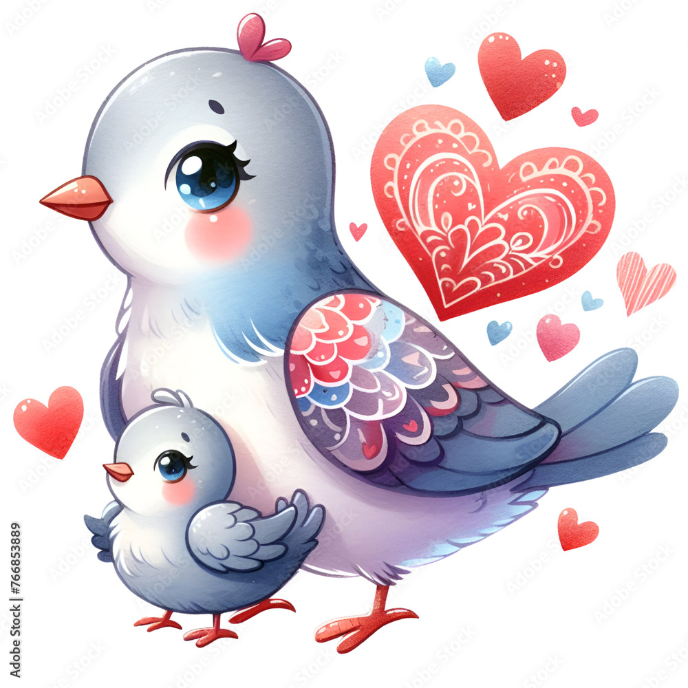 Watercolor Cute Mother And Baby Safari Animals Clipart Mom and Baby PNG ...