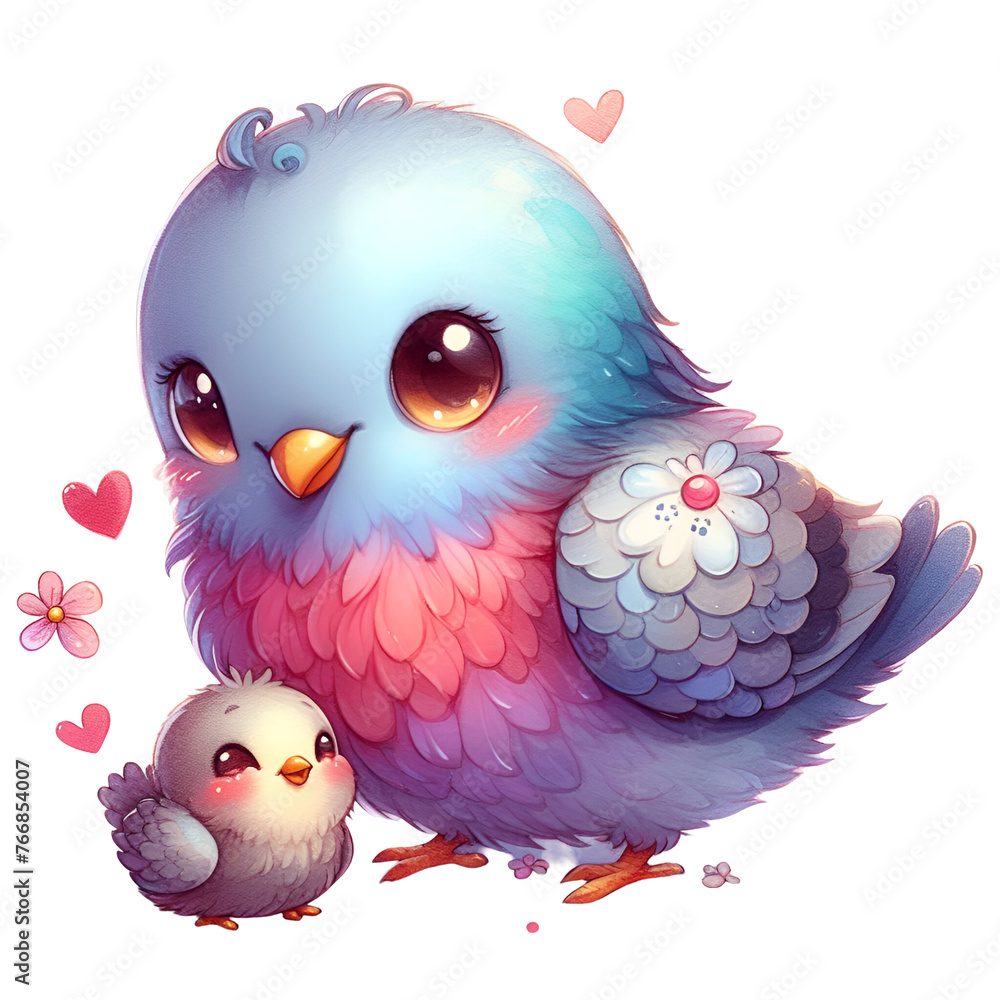 Watercolor Cute Mother And Baby Safari Animals Clipart Mom and Baby PNG ...