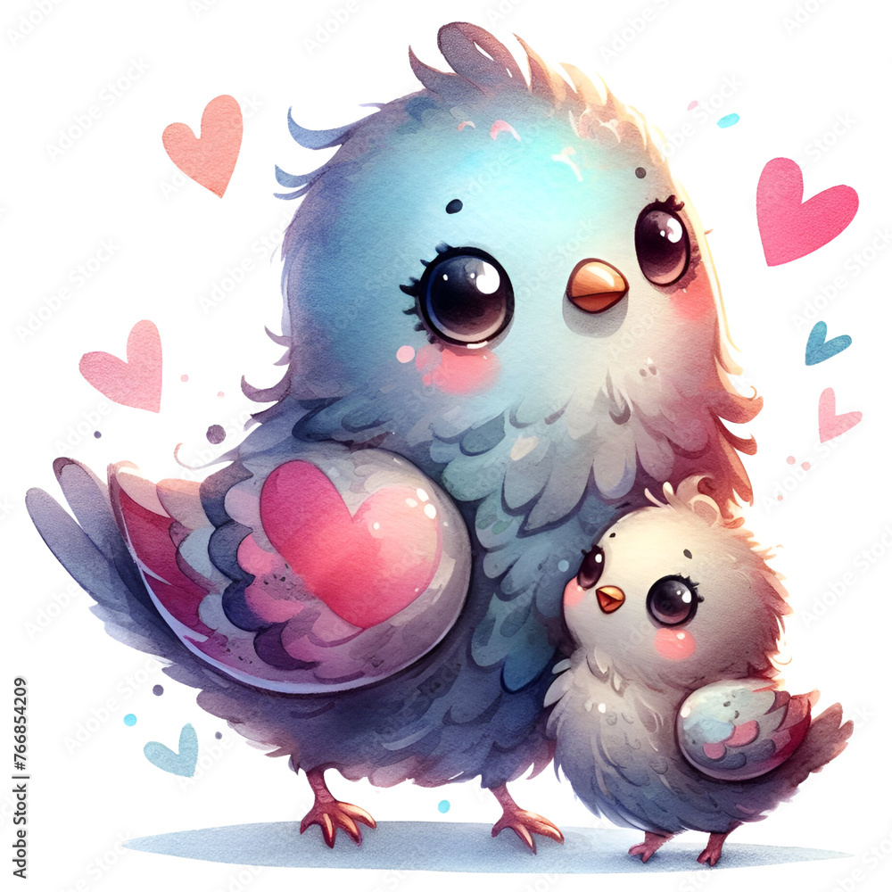 Watercolor Cute Mother And Baby Safari Animals Clipart Mom and Baby PNG ...