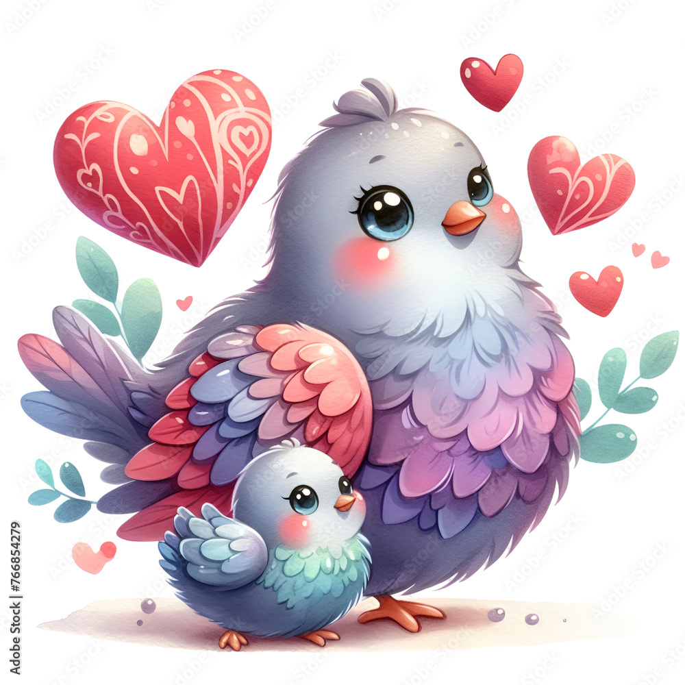 Watercolor Cute Mother And Baby Safari Animals Clipart Mom and Baby PNG ...