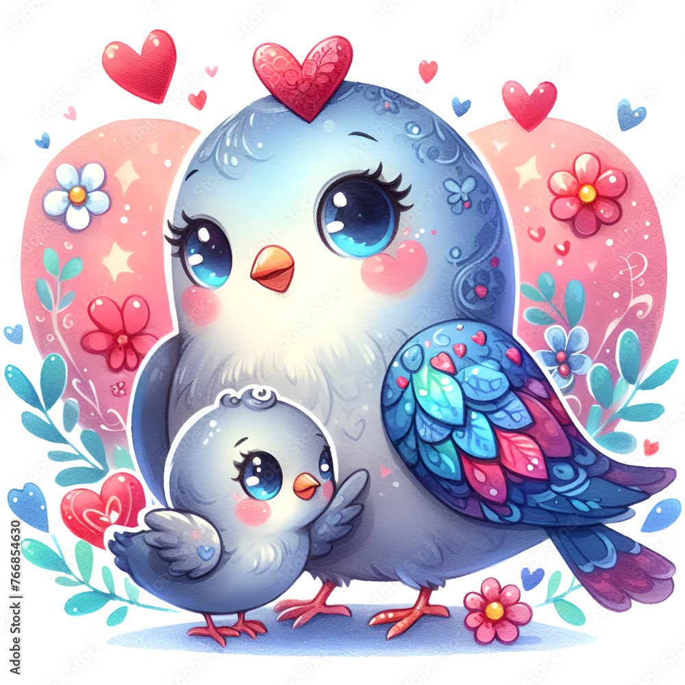 Watercolor Cute Mother And Baby Safari Animals Clipart Mom and Baby PNG ...