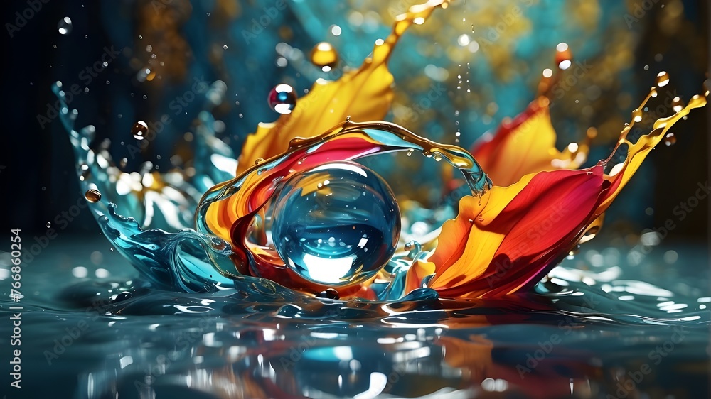 An artistic representation of a water droplet falling gracefully ...