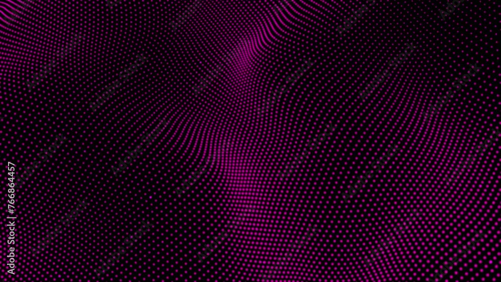 Abstract dynamic pink dots with black background connection network ...