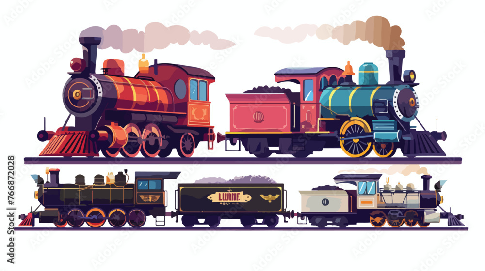 Cartoon Locomotives Clipart flat vector Stock Vector | Adobe Stock