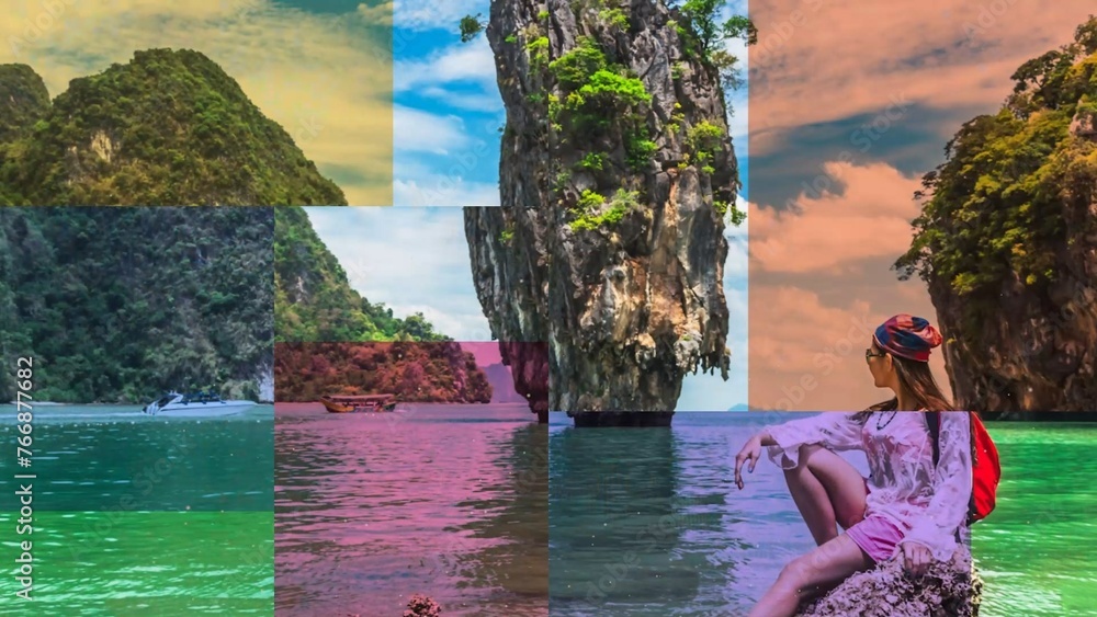 Colorful Relaxing Travel Multi Screen Slideshow Template Stock Template ...