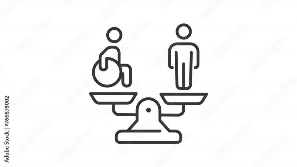 Equality line animation. Animated balance icon. Equal rights for people ...