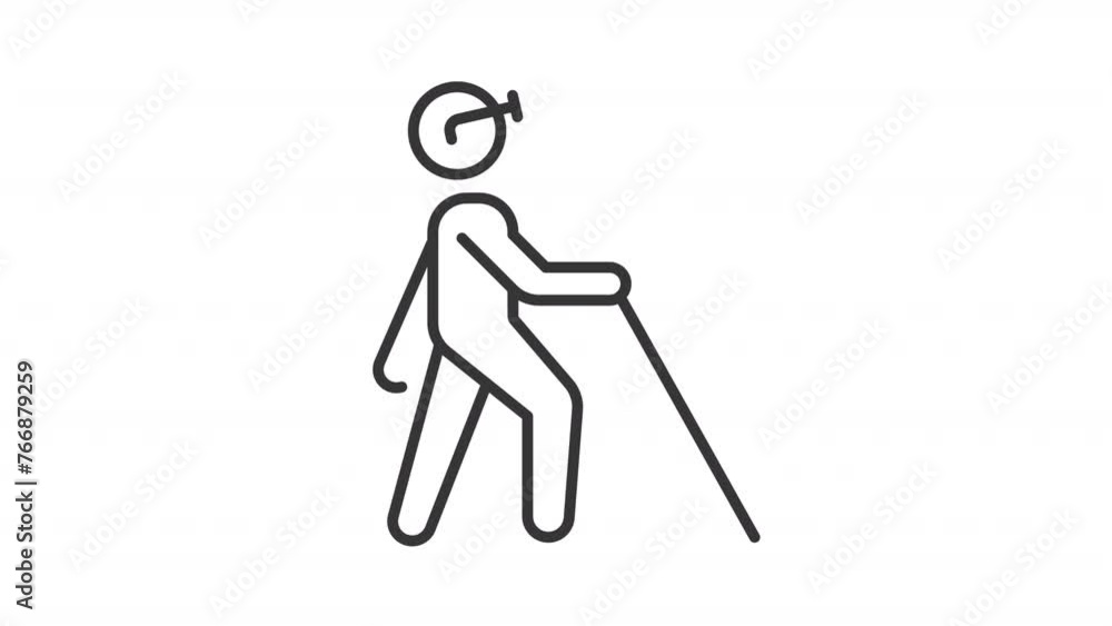 Animated blind person icon. Blindness line animation. Visual impairment ...