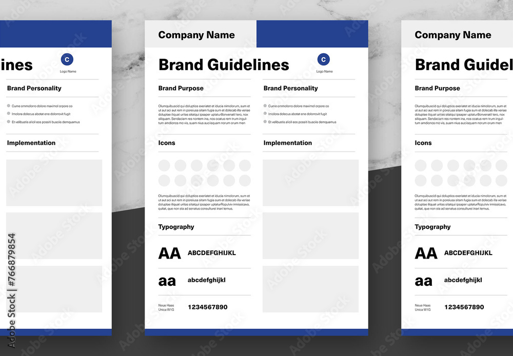 Blue Clean Brand Guidelines Stock Template | Adobe Stock