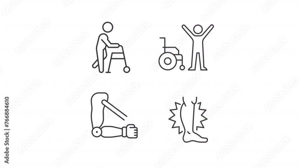 Rehab line animation library. Animated icons related to orthopedics ...