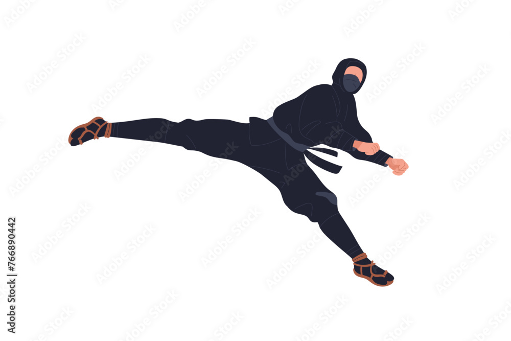 Ninjutsu fighter. Ninja wrestler, Japan warrior in fight action ...