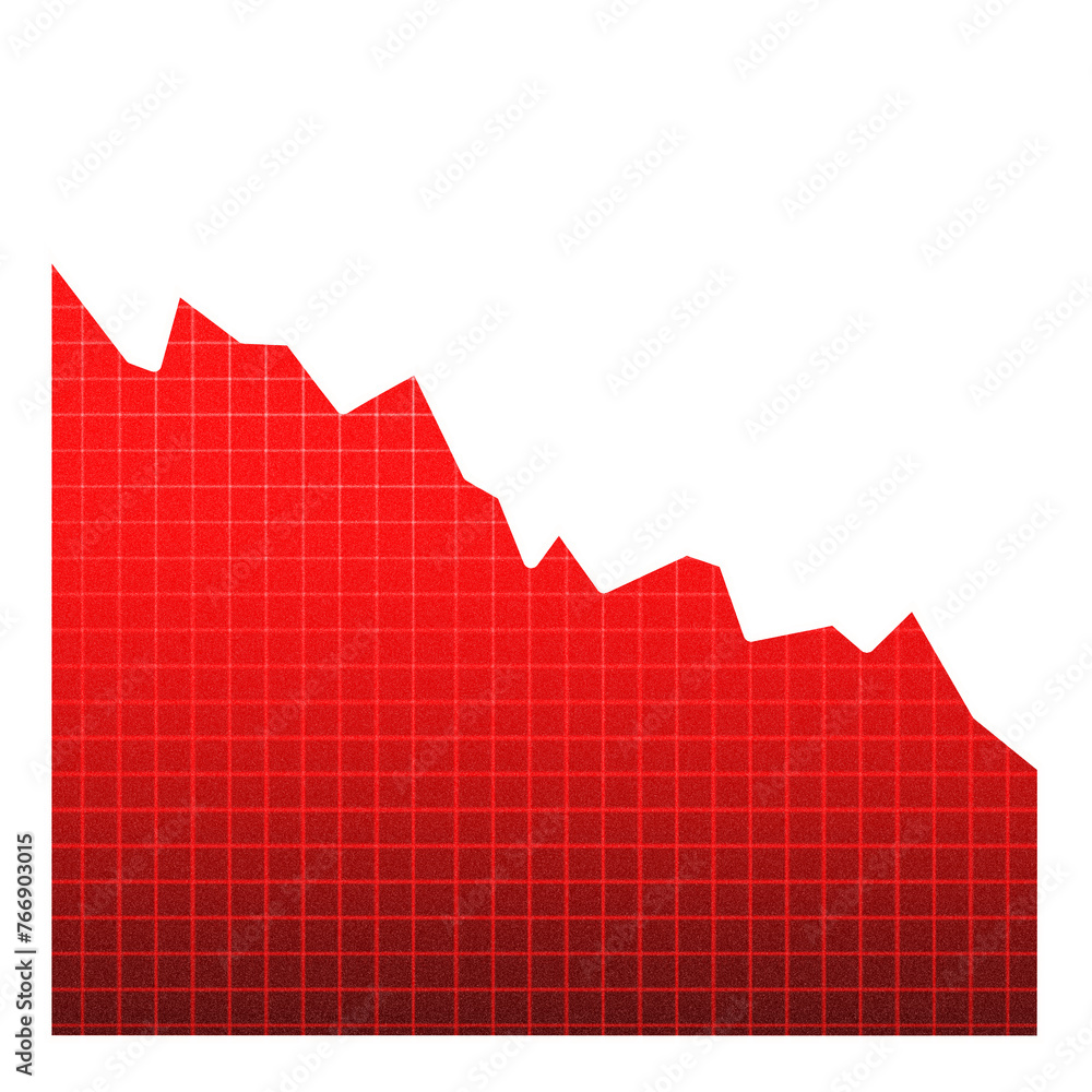 Red going down stock icon on transparent background. Financial market ... Red going down stock icon on transparent background. Financial market ...
