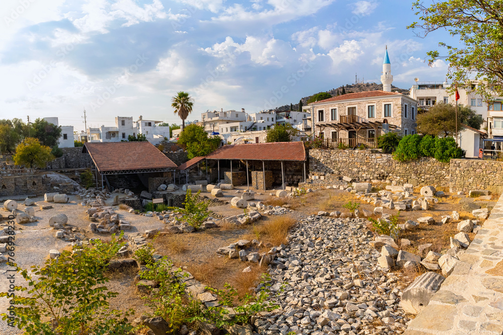 The ruins of the Mausoleum at Halicarnassus (Tomb of Mausolus) in ...