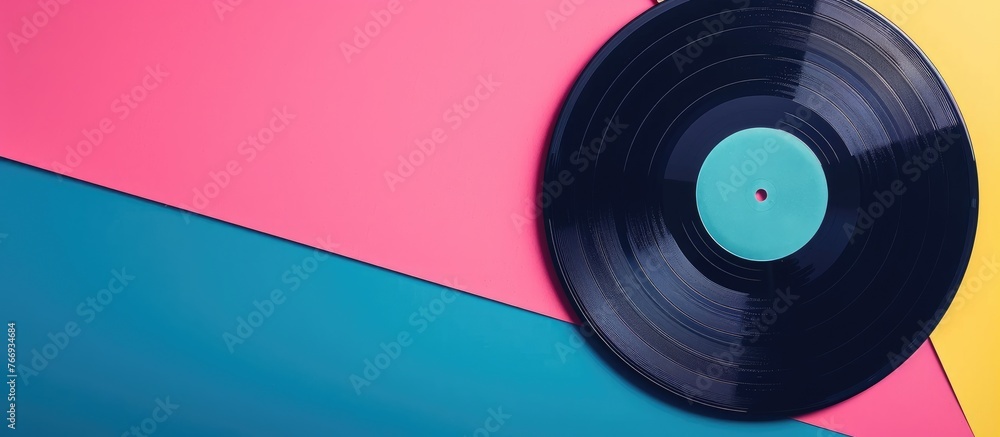 the template design features a new vinyl record on a colored background ...