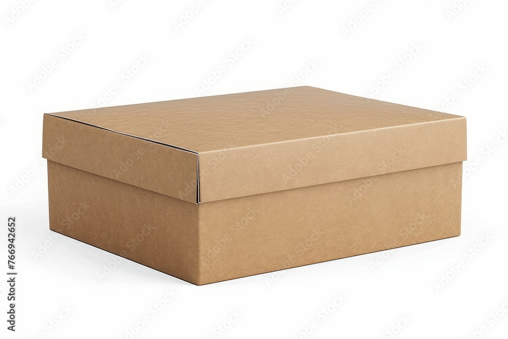 Blank closed craft box mockup, side view. Empty cardboard package for ...