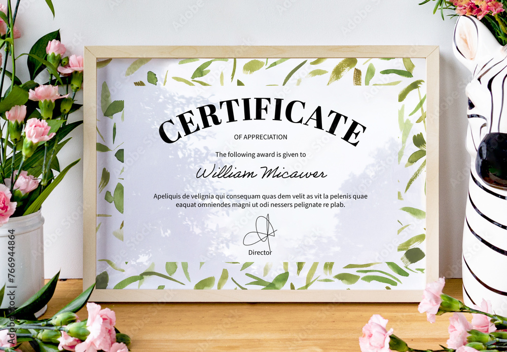 Botanical Border Certificate Set Stock Template | Adobe Stock
