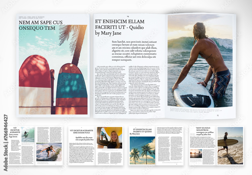 Surf Lifestyle Magazine Stock Template | Adobe Stock
