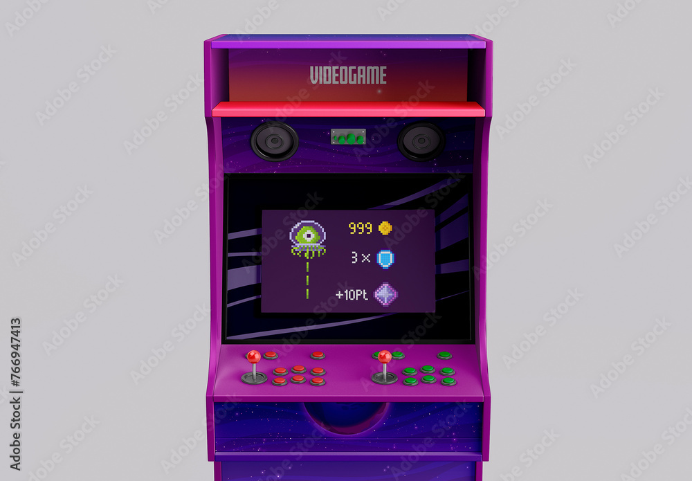 Zoom View Arcade Machine Mockup Stock Template | Adobe Stock