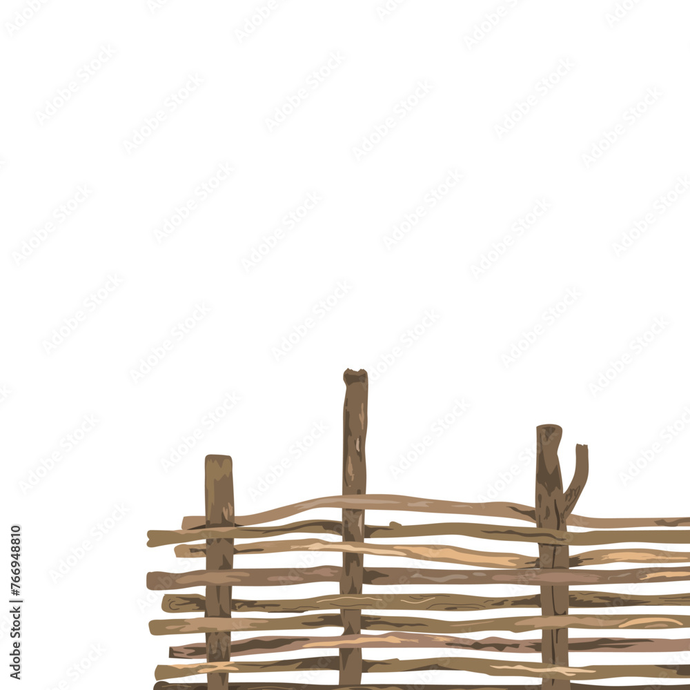 vector, fence, isolated, graphic, corner, border, wicker, Wicker fence ...